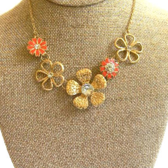 Jewelry | 33 Delicate Orange Gold Flower Necklace | Poshmark